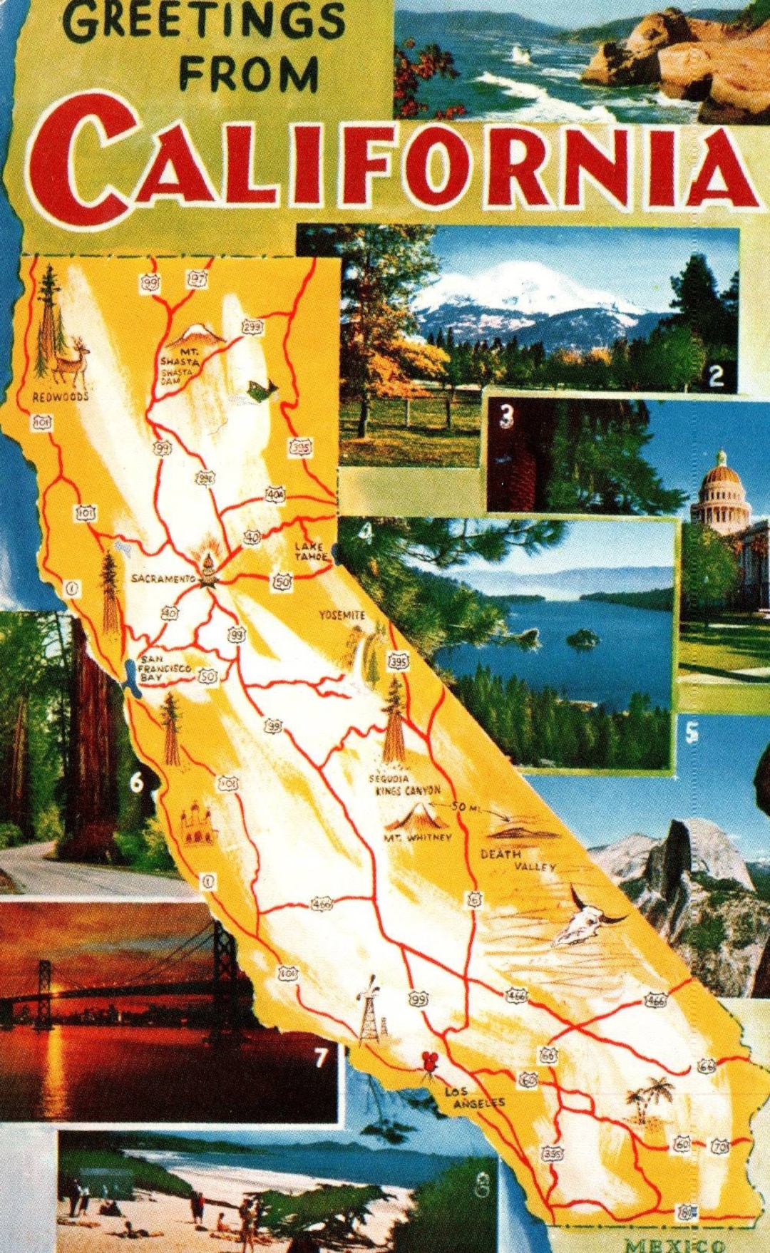 Vintage Postcard, California, Map, Vintage Postcards, Old Postcard ...