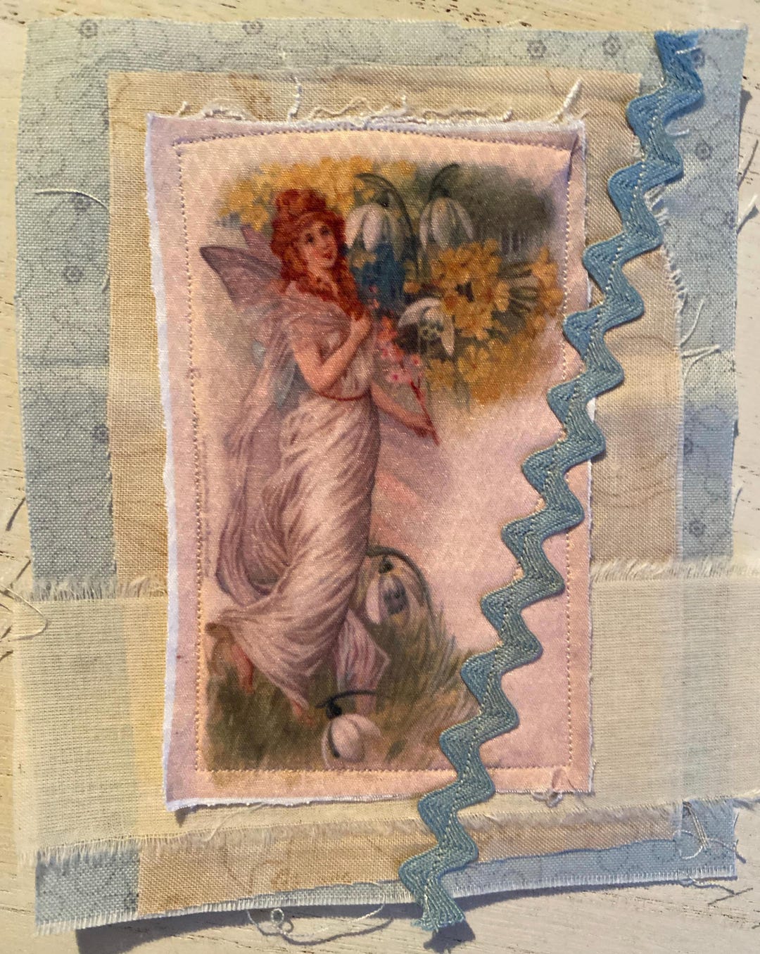 Fabric Snippet, Flowers, Fairy, Journal, Slow Stitch, Art Quilt ...