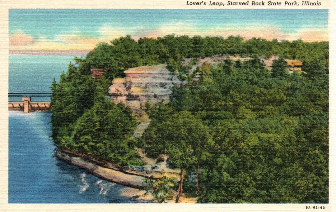 Vintage Postcard, Starved Rock State Park, Lovers Leap, Illinois ...