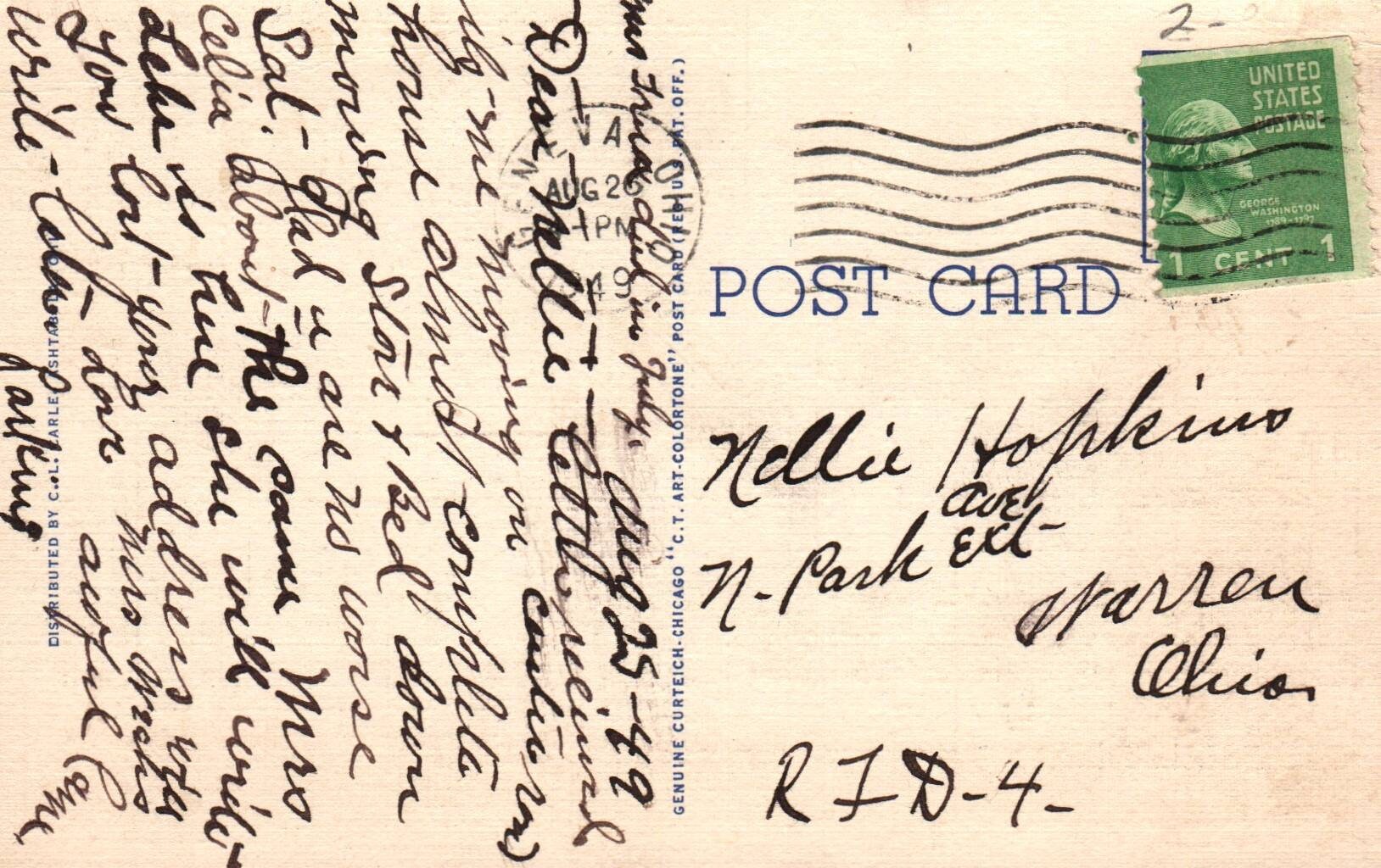 Vintage Postcard, Geneva, Ohio, Broadway and Main, 1949, Postcard ...