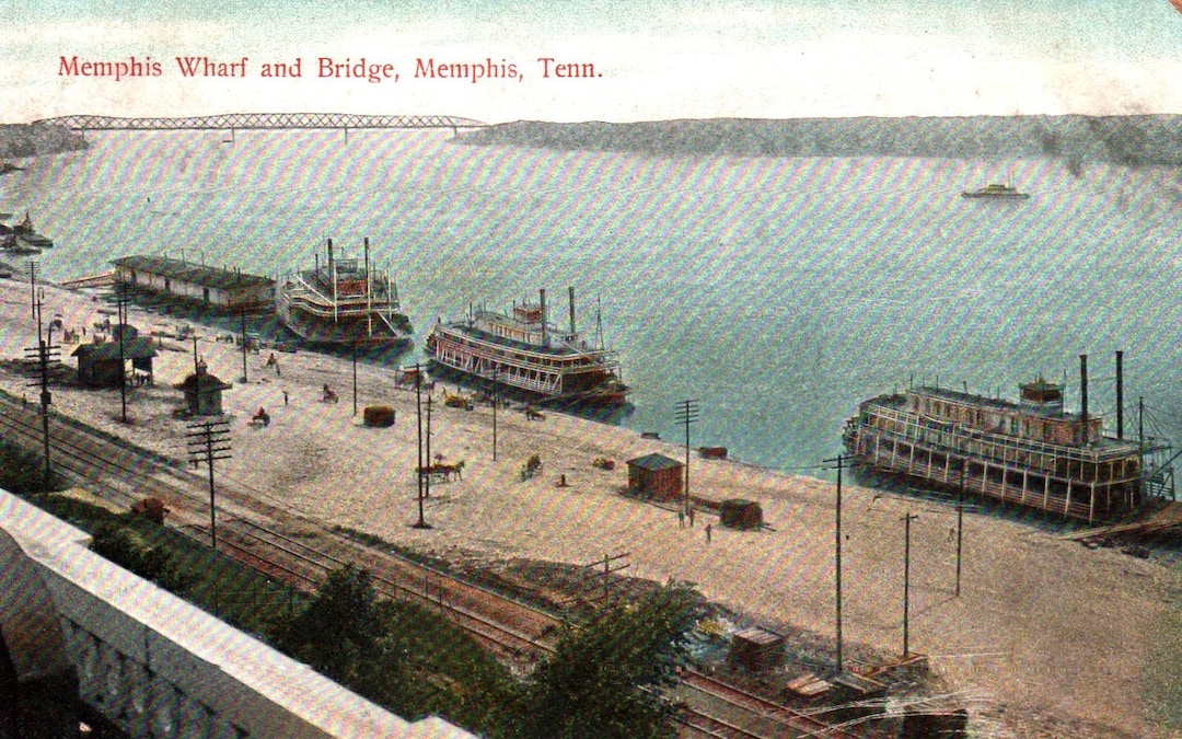 Vintage Postcard, Memphis, Tennessee, Memphis Wharf, Bridge, Postcard ...