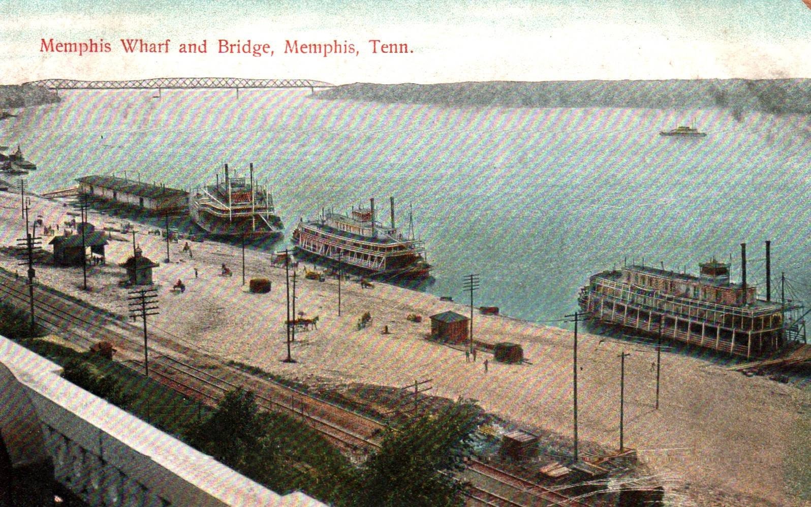 Vintage Postcard, Memphis, Tennessee, Memphis Wharf, Bridge, Postcard ...
