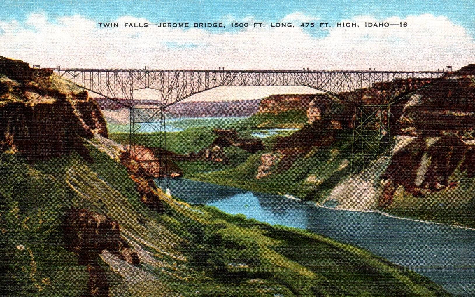 Vintage Postcard, Twin Falls, Idaho, Jerome Bridge, Postcard, Linen ...