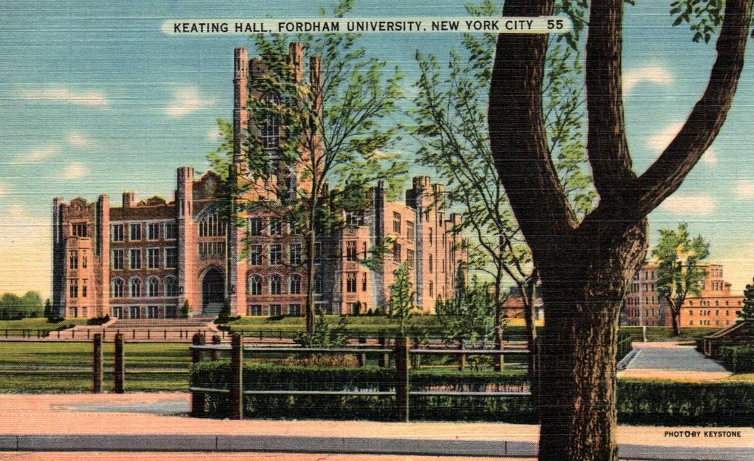 Vintage Fordham University Postcard: Keating Hall, NYC Linen Ephemera ...