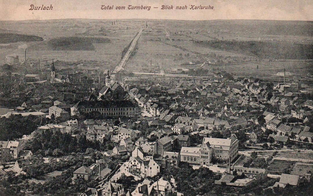 Vintage Postcard, Durlach, Germany, Total Vom Turmberg, Blick Nach ...