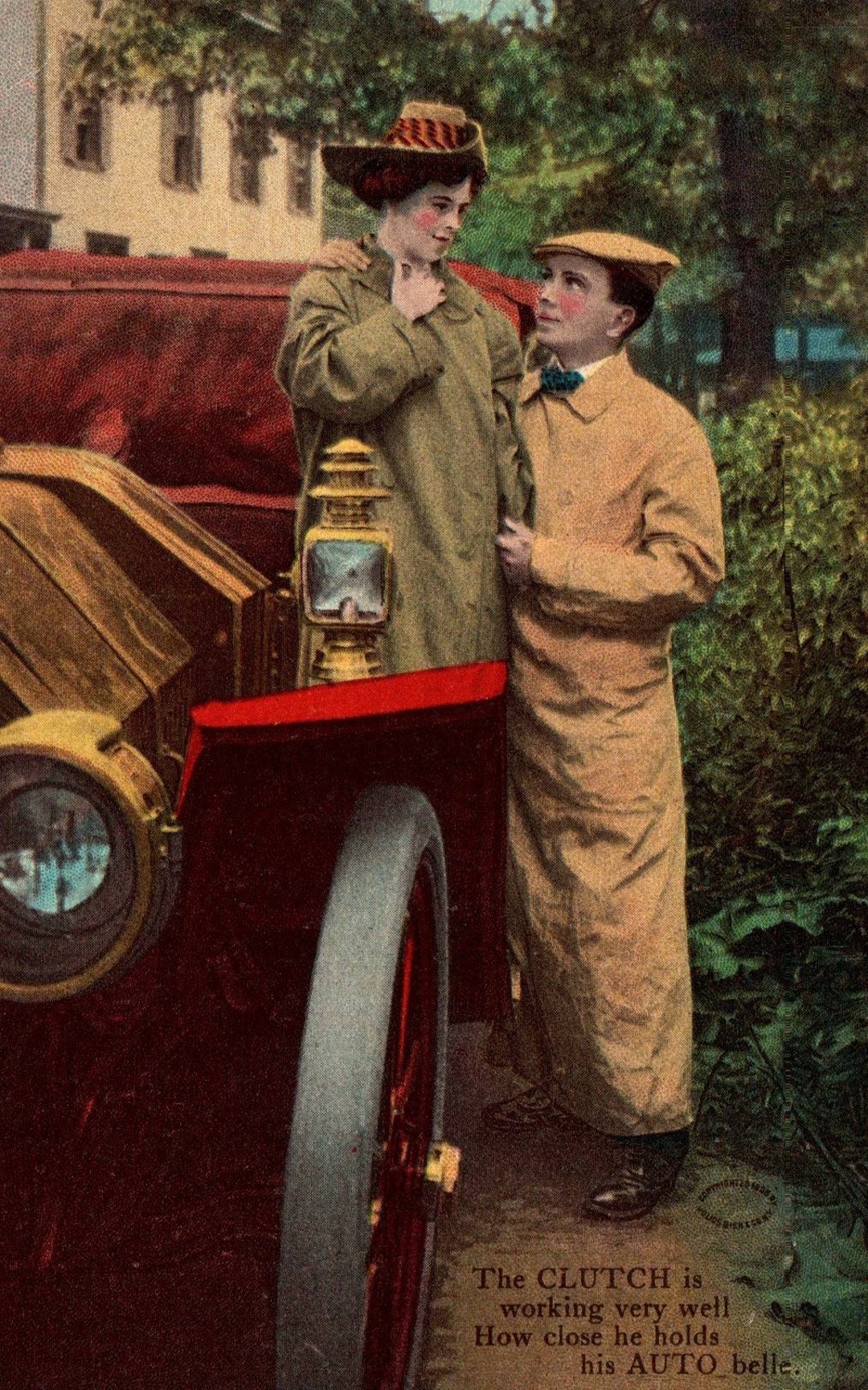 Vintage Postcard, Romance Postcard, Old Car, Automobile, Couple, Clutch ...