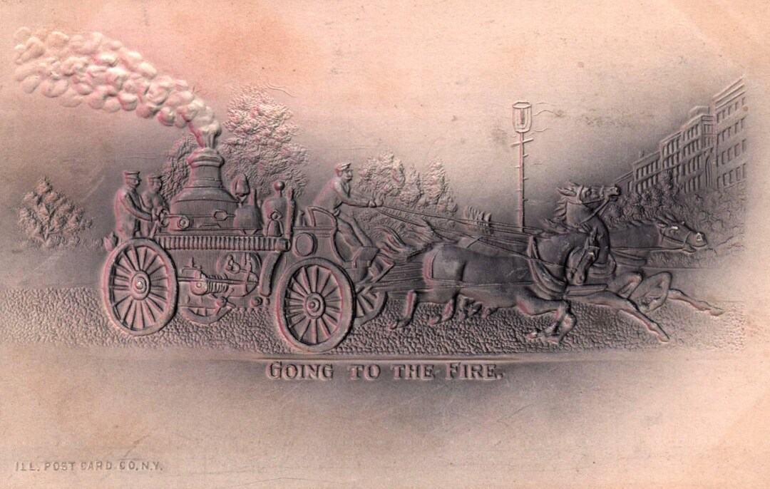 Vintage Postcard, Fire, Fire Engine, Fireman, Firefighter, Old Postcard ...