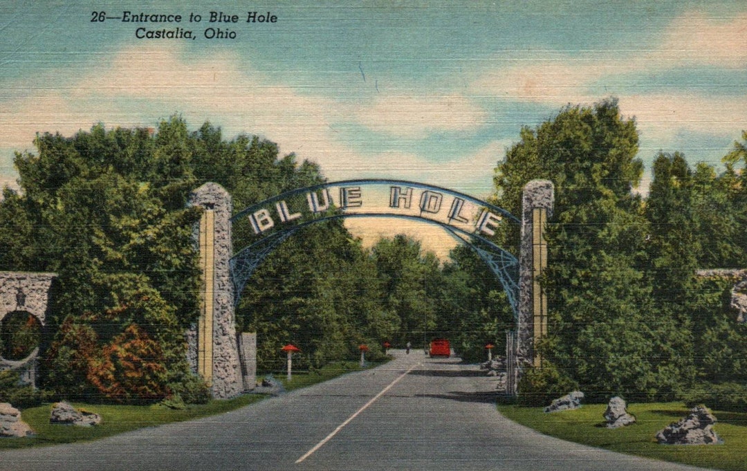 Vintage Postcard, Castalia, Ohio, Blue Hole, Tourist Attraction, Old ...