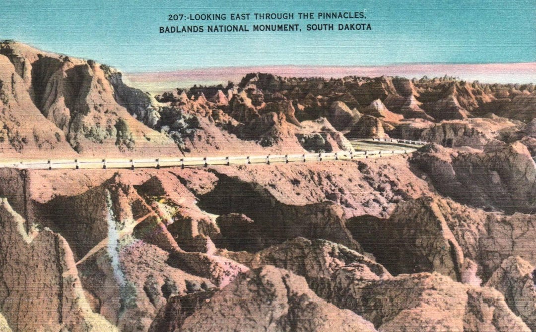 Vintage Postcard, Badlands, National Monument, South Dakota, the ...