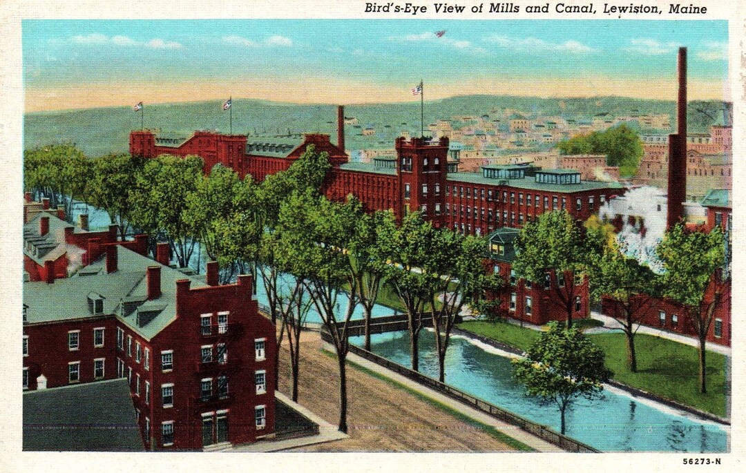 Vintage Postcard, Lewiston, Maine, Mills, Canal, Postcard, Linen ...