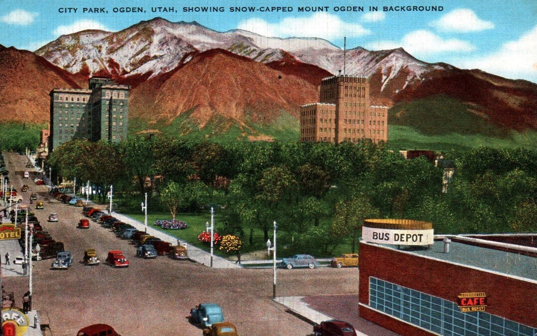 Linen Postcard, Ogden, Utah, Bus Depot, Vintage Postcard, Old Postcard ...
