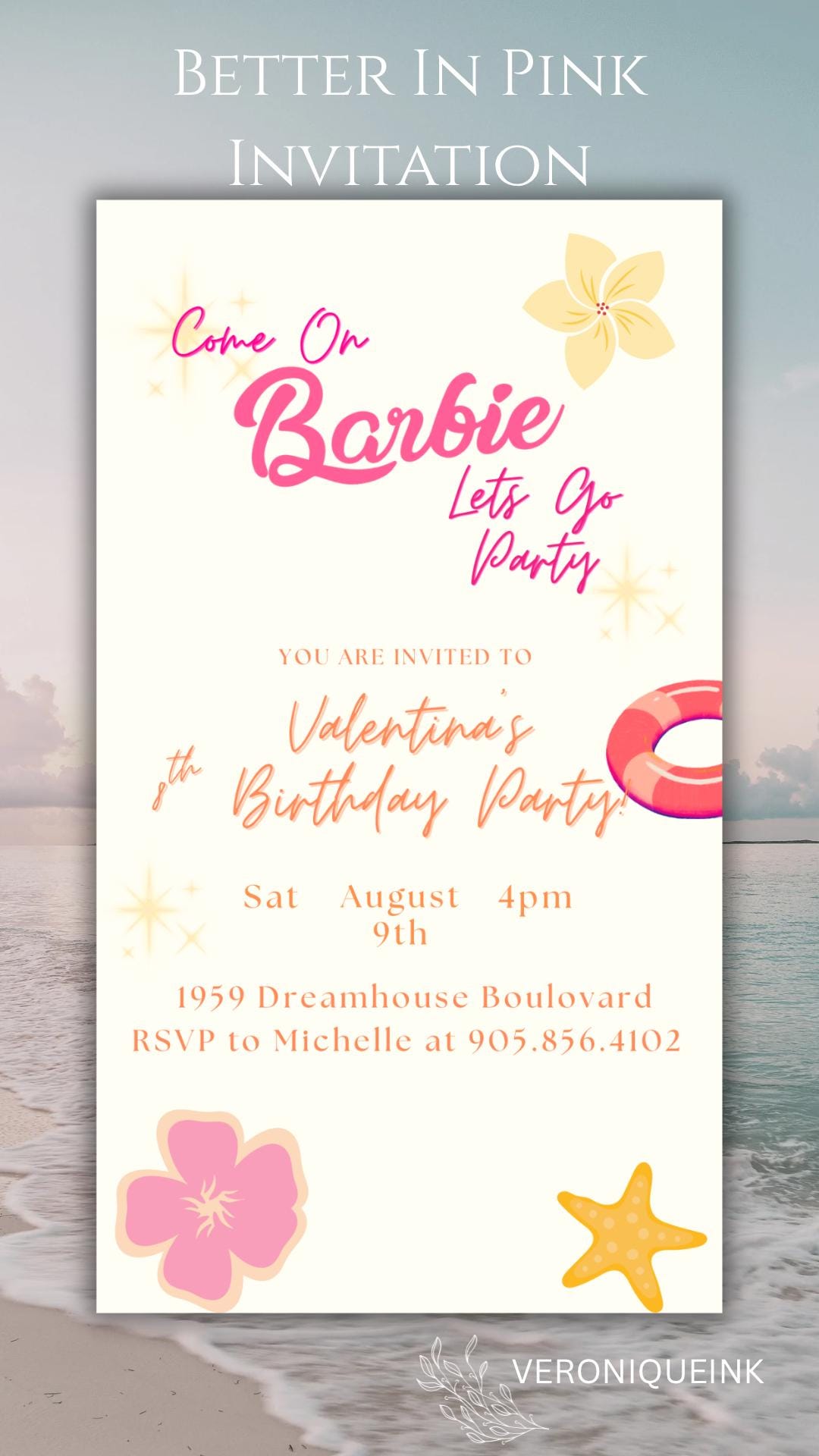 Editable Barbie Birthday Invite| Come on Barbie|girl Birthday Invite ...