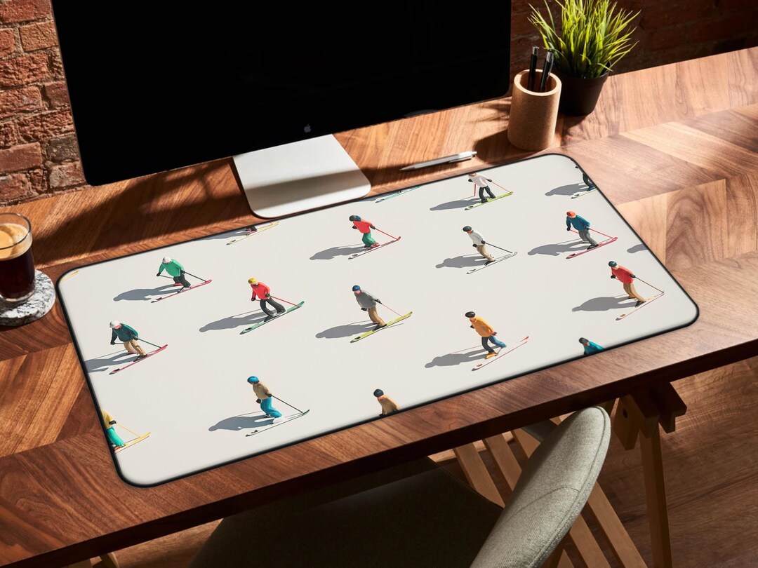 Scandinavian Ski Mouse Pad, Modern Winter Desk Mat With Minimal Snowy ...