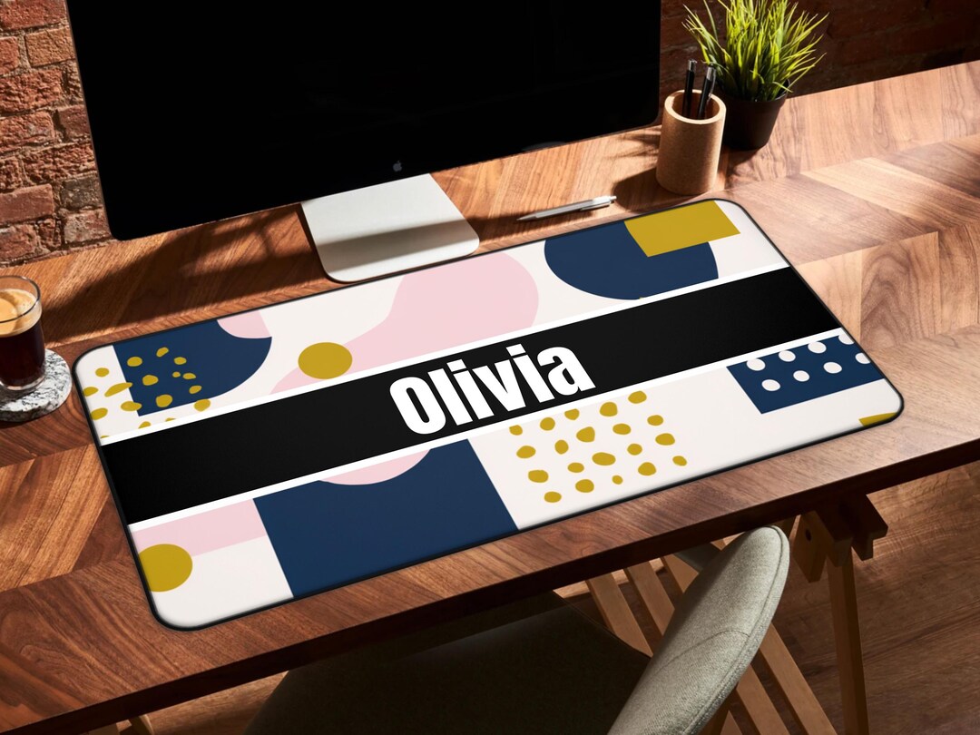 Personalized Desk Mat With Name, Pastel Abstract Desk Pad, Modern ...