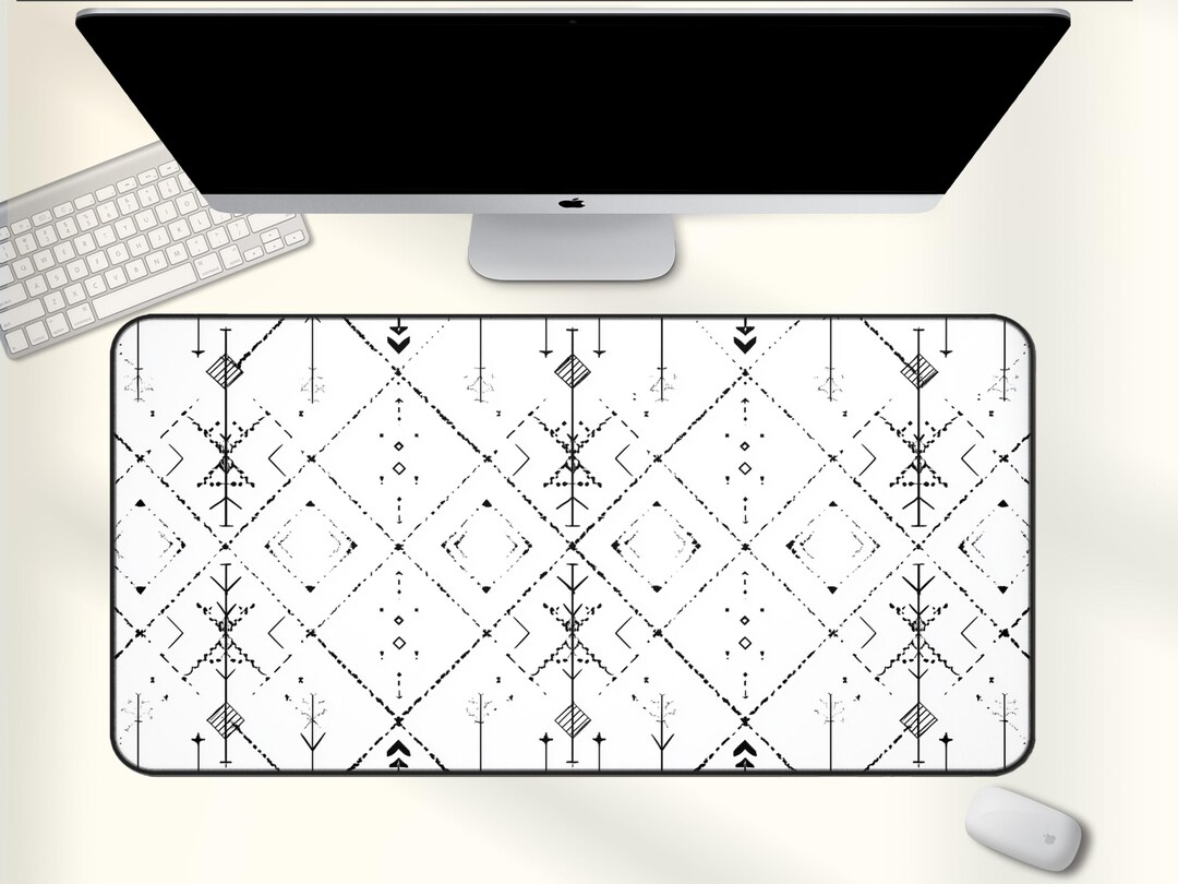 Boho Arrow Desk Mat, Black White Tribal Desk Pad, Geometric Pattern ...