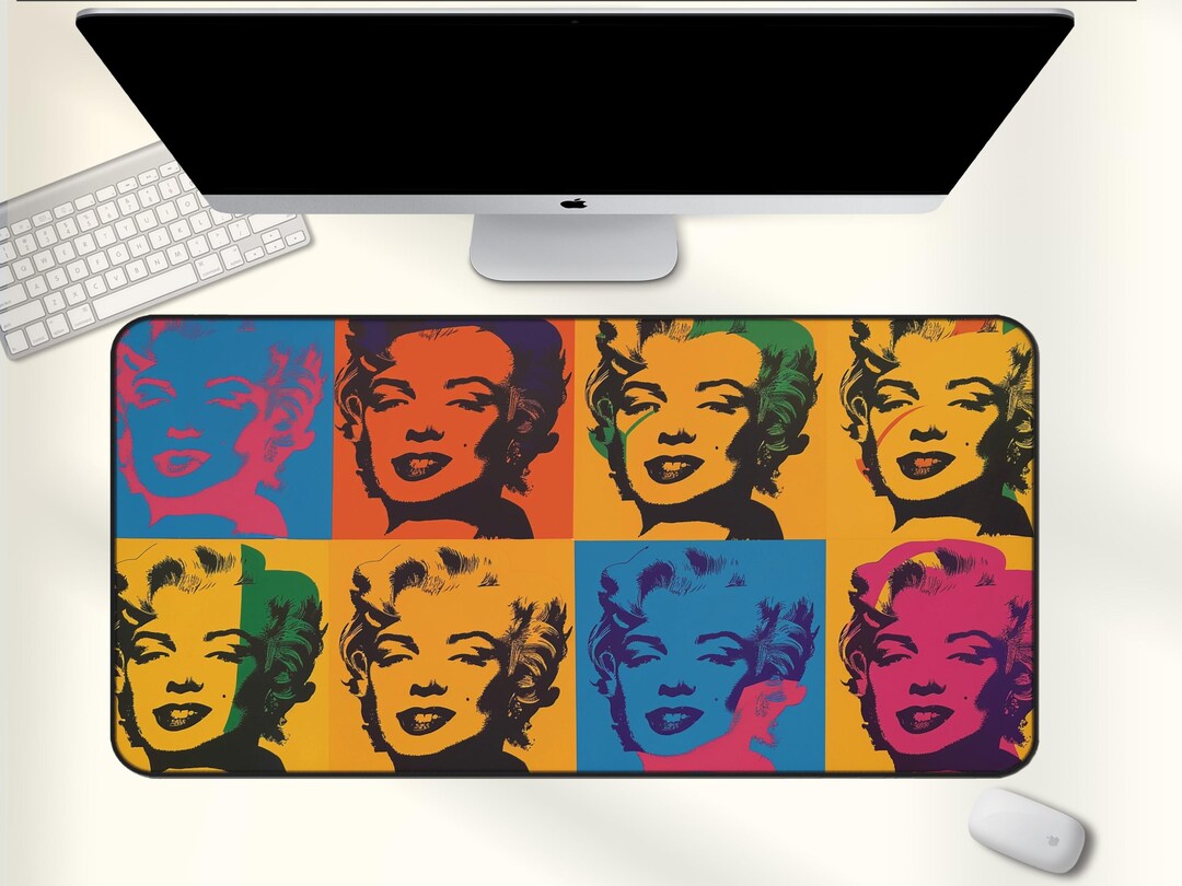 Warhol Marilyn Monroe Mouse Pad, Bold Color Grid Desk Mat, Retro Pop ...