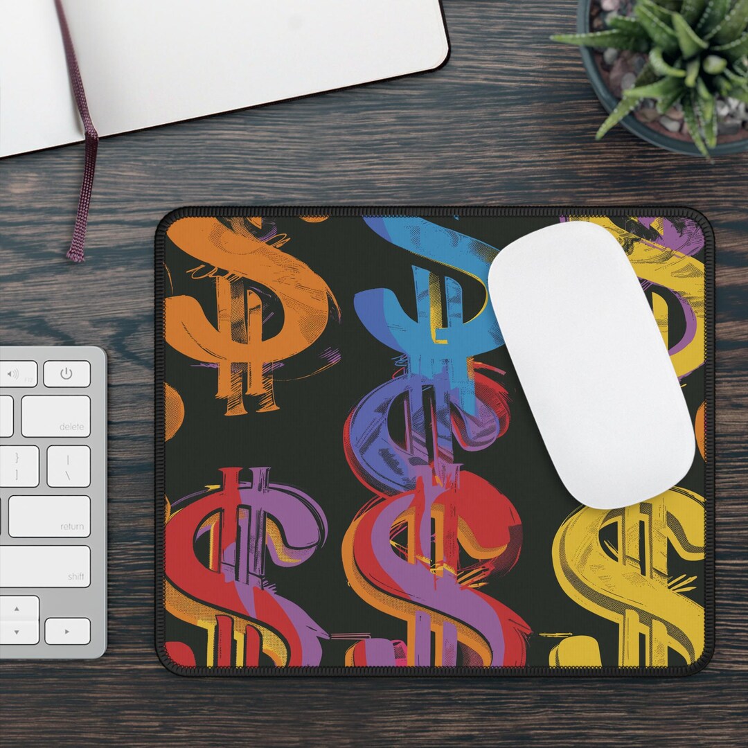 Warhol Inspired Dollar Mouse Pad, Colorful Pop Art Desk Mat, Fun Gift ...