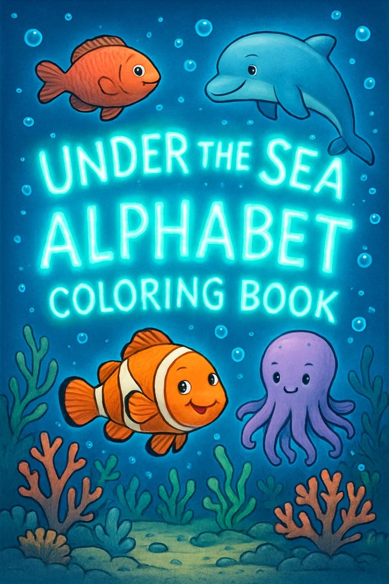Under the Sea Alphabet Coloring Book | A–Z Printable Ocean Animals ...