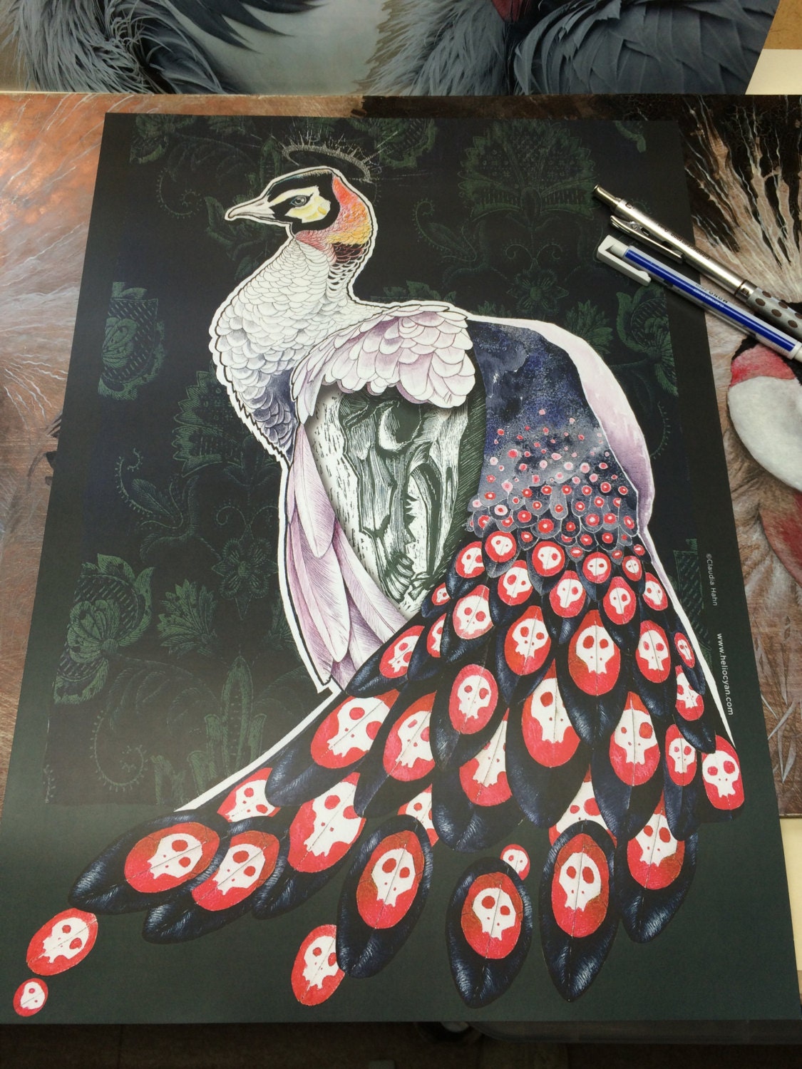 Dark Gothic Peacock Poster - Etsy