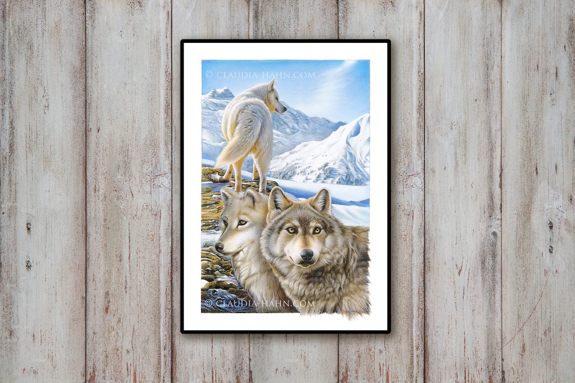 Fine Art Print 'the Sentinel' Wolves by Claudia Hahn - Etsy