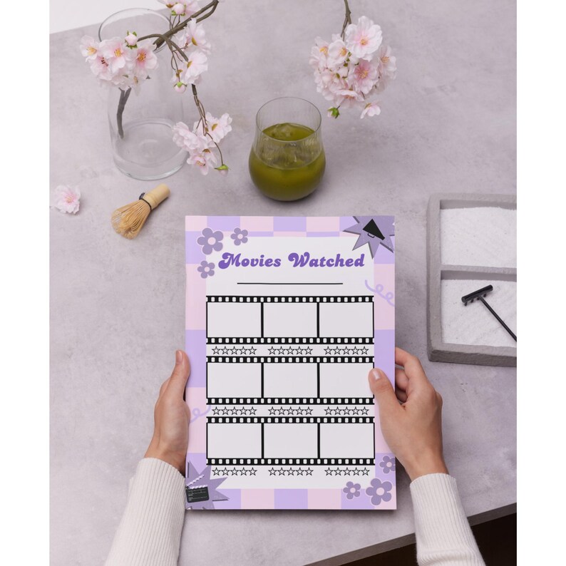 Movie Tracker Printable Purple, 5 Star Rating, Movie Review Template ...