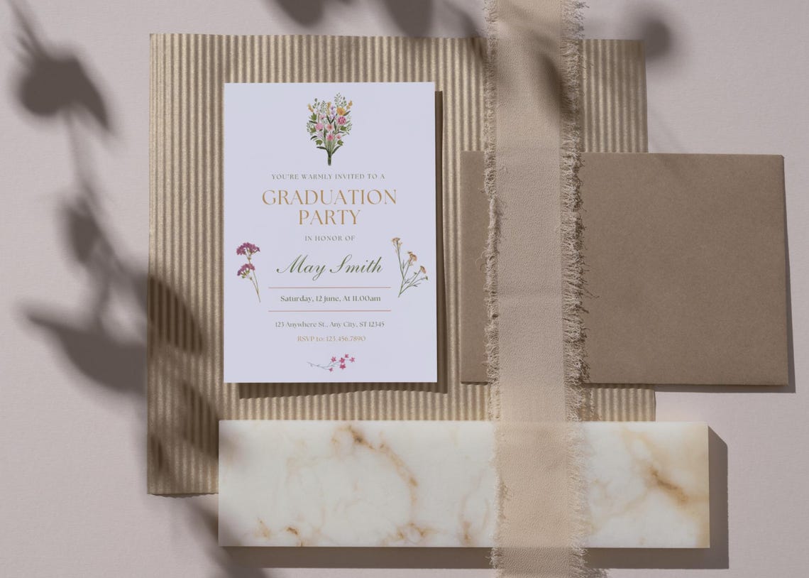 Flower Graduation Party Invitation Announcement, Wildflowers Party ...