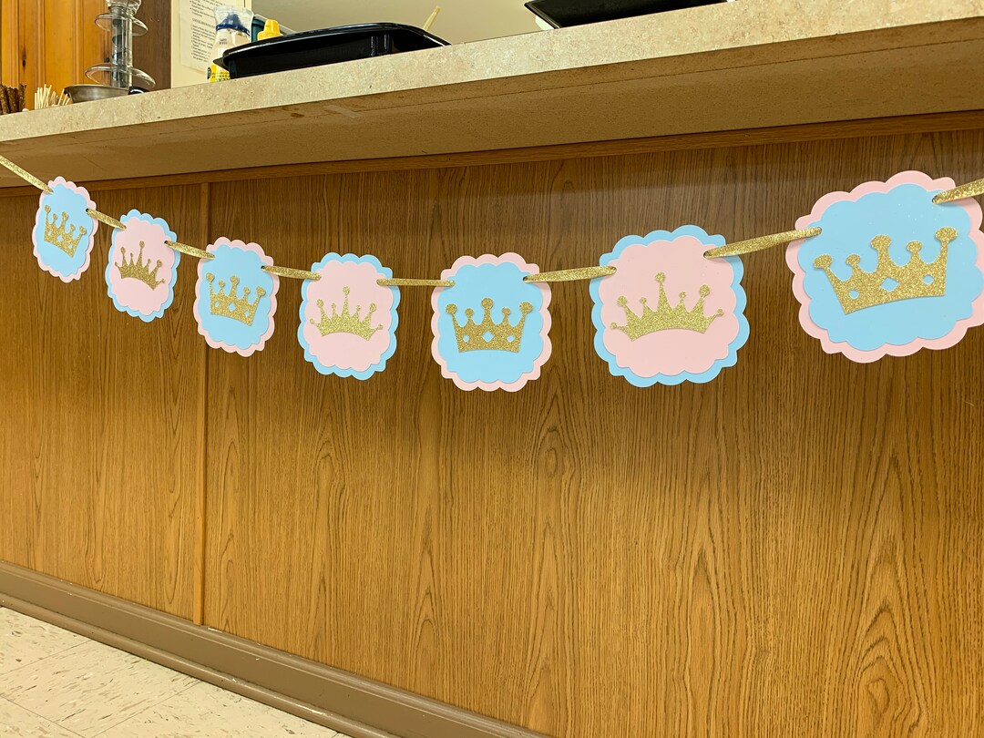 Prince Princess Crown Banner Gender Reveal Princess Baby Shower ...