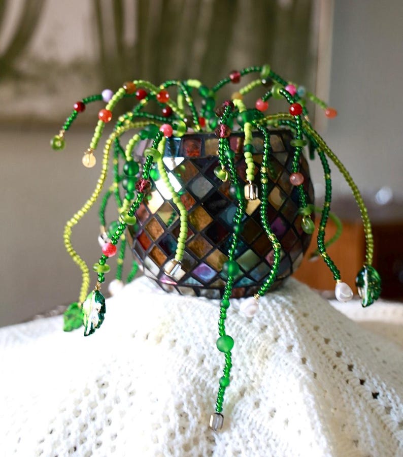 Handmade Beaded Plant: Boho Home Decor, Forever Plant - Etsy