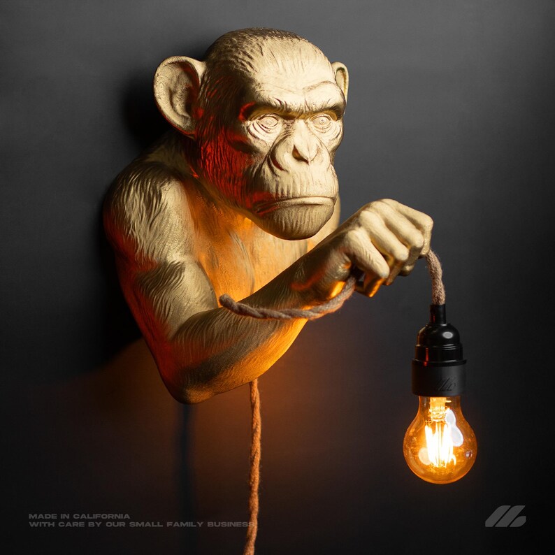 Golden Monkey Wall Light — Eclectic Jungle Home Decor Sconce | Animal ...