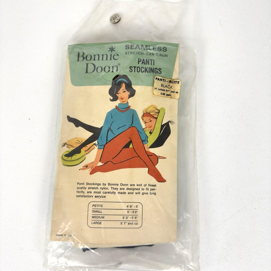 Collant vintage Bonnie Doon, calze nere grandi, senza cuciture, anni ...