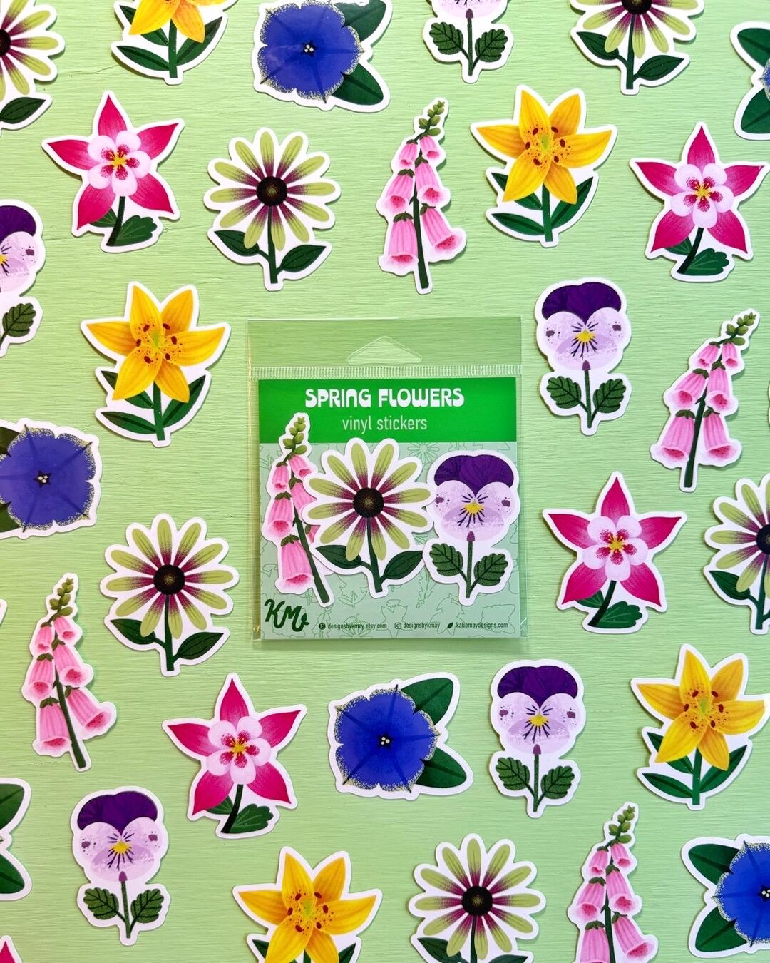 Spring Flowers Vinyl Sticker Set - Foxglove Pansy Lily Coneflower ...