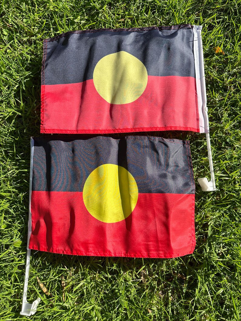 2 Aboriginal Car Window Mount Flag Pole Indigenous Aussie Pride ...