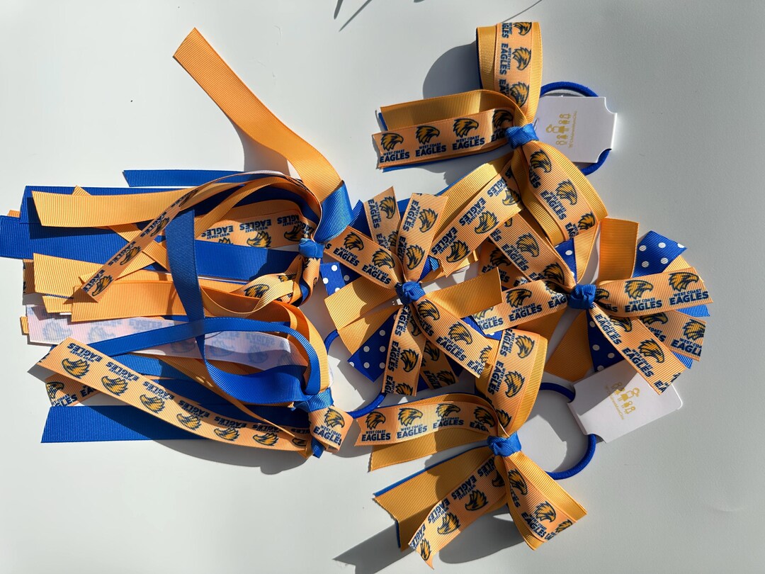 AFL West Coast Eagles Footy Pattern Yellow Gold Royal Blue Hair ...