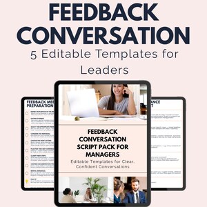 Editable Feedback Conversation Script Pack for Managers | Leadership ...