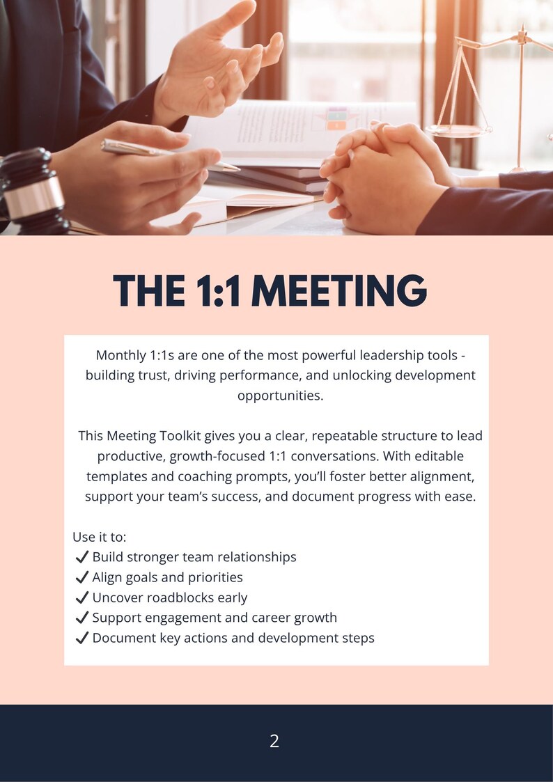 1:1 Meeting Agenda for Managers | Printable + Fillable PDF | Leadership ...