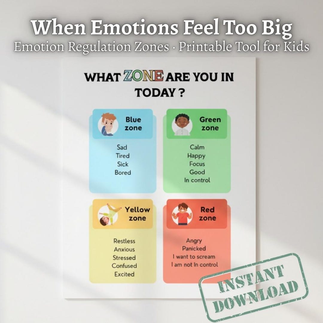 Emotion Regulation Zones for Kids | Calm Down Tool | Poster & Strategy ...