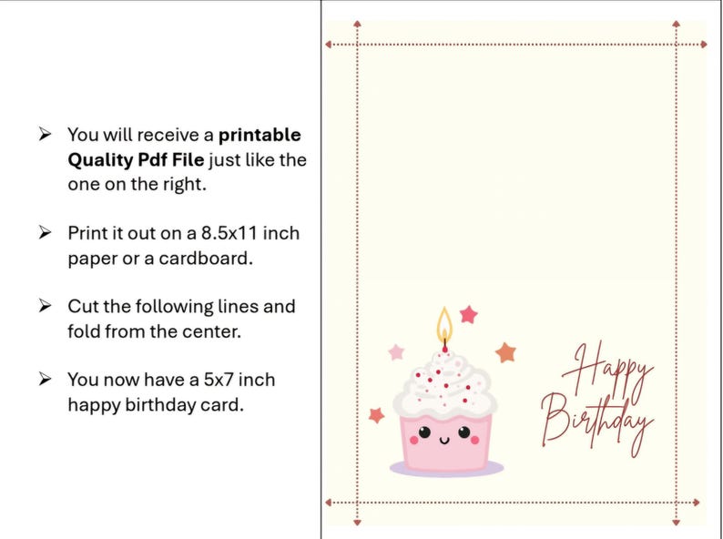 Happy Birthday Card Printable | Instant Download Minimalist Greeting ...