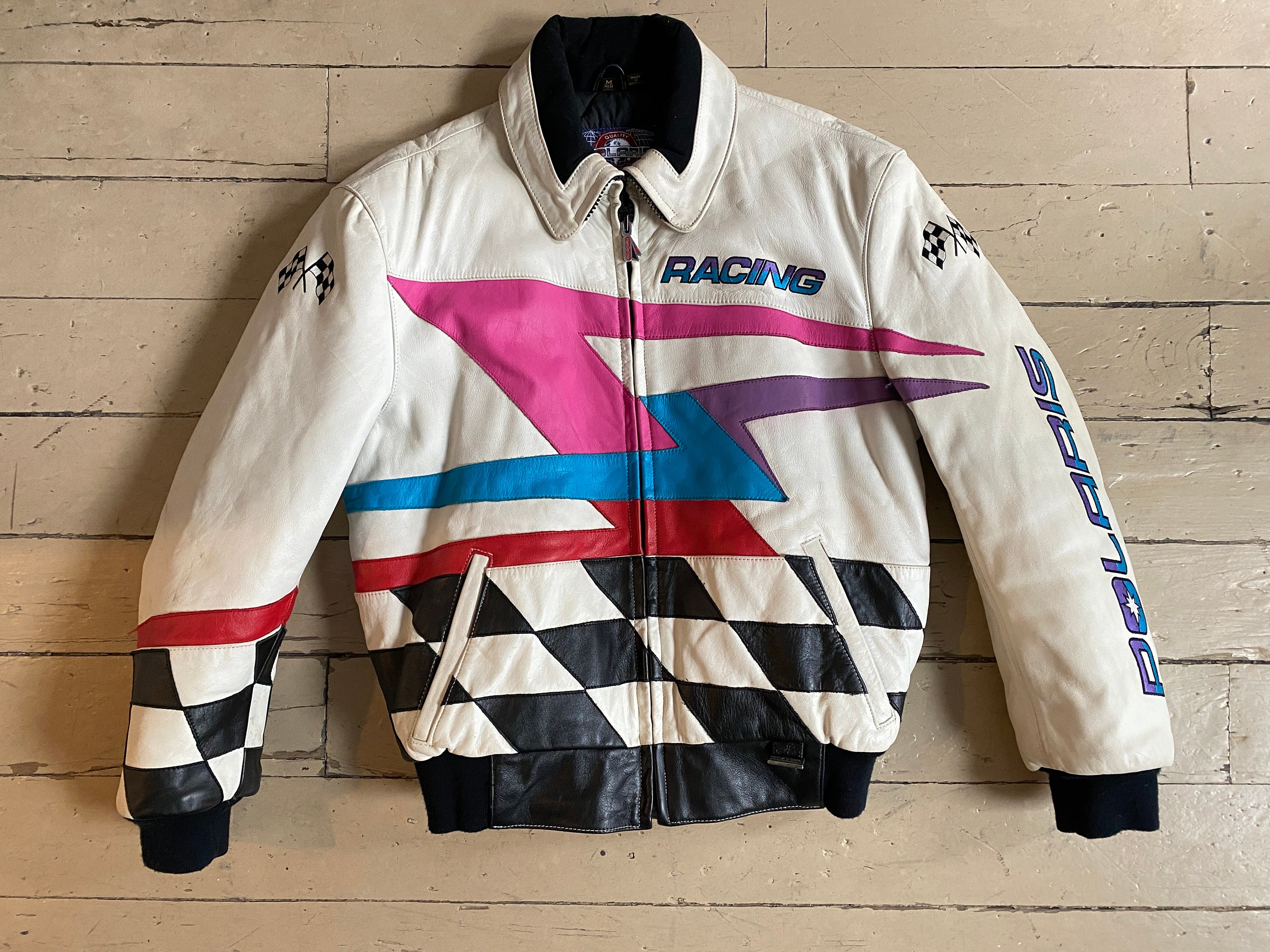 Vintage Polaris Leather Colour Block Racing Moto Jacket medium - Etsy