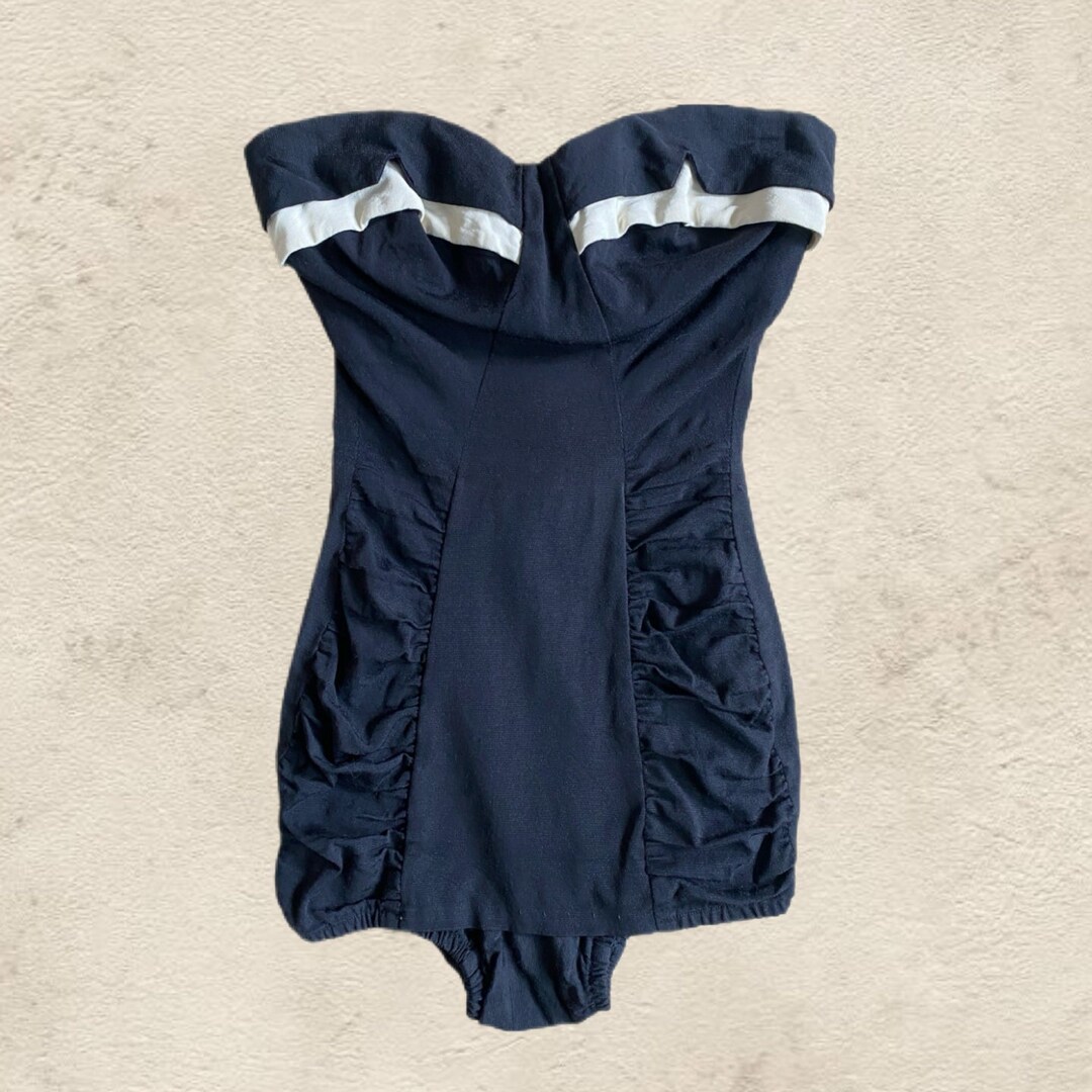 Vintage 1950s Catalina Strapless Black Swim Suit (size 11) - Etsy