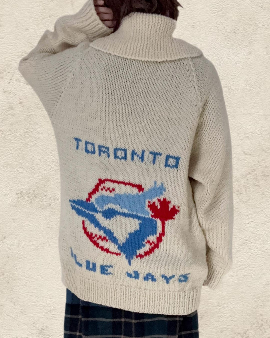 Vintage 1970s Hand Knit Toronto Blue Jays let's Play Ball Cardigan ...