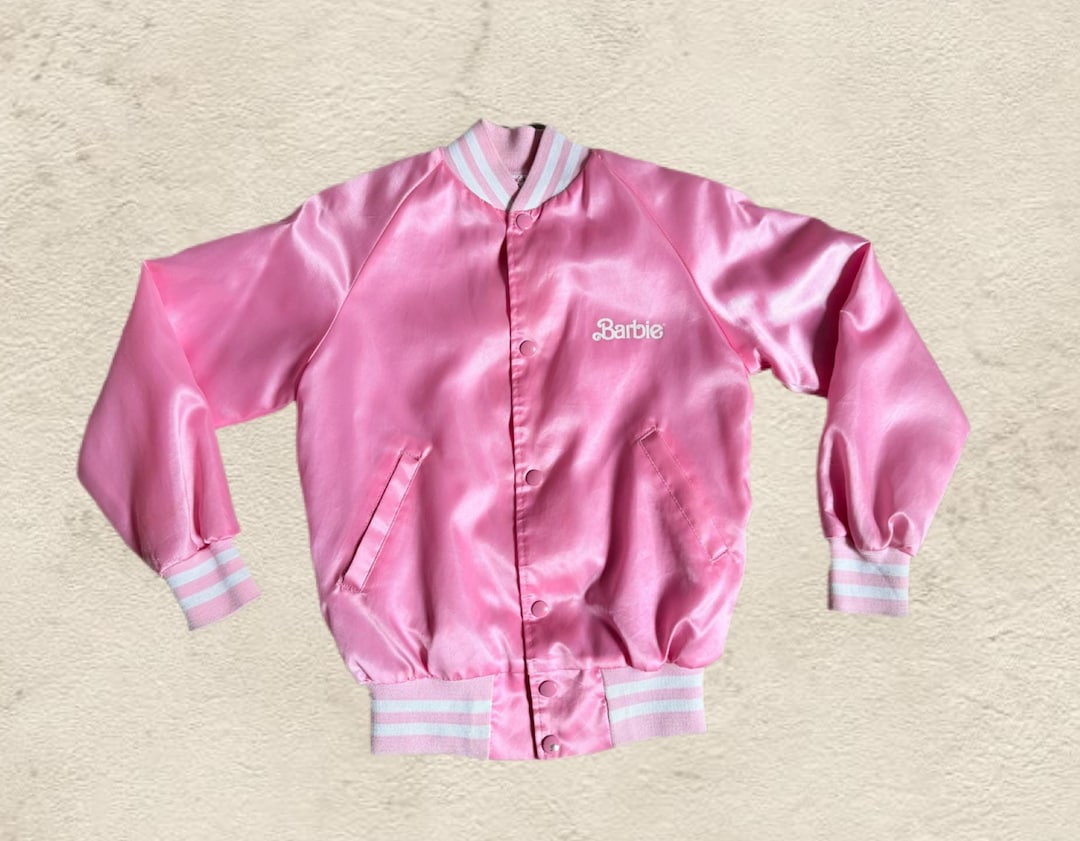 Vintage 1980s Kids Barbie Pink Satin Bomber Jacket (youth M) - Etsy