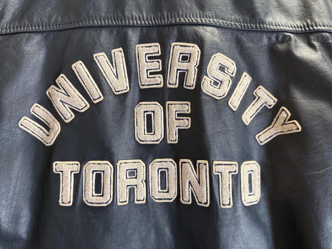 Vintage 1980s University of Toronto Leather Letterman Collegiate Bomber ...