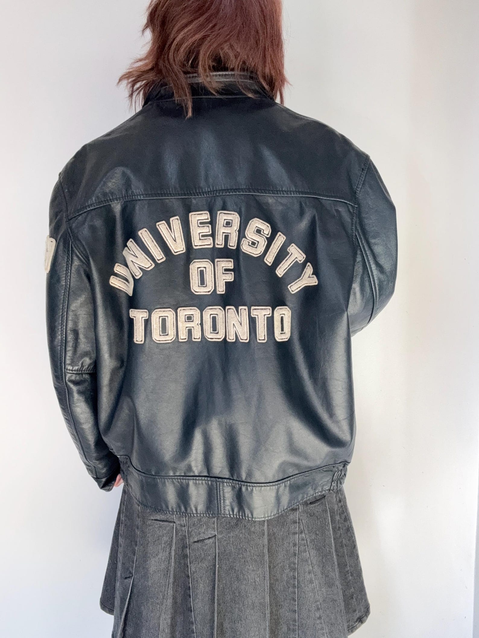 Vintage 1980s University of Toronto Leather Letterman Collegiate Bomber ...