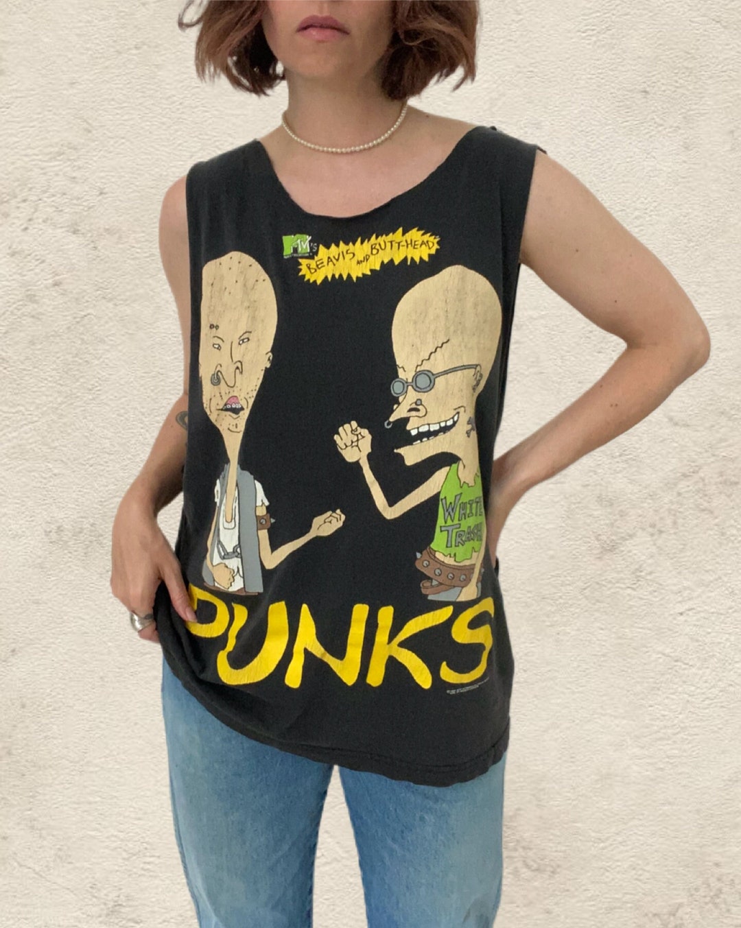 Vintage 1990s Beavis & Butthead MTV punks Cut-off Muscle Tee XL - Etsy
