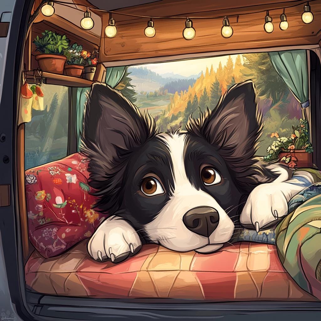 Vanlife Border Collie | Pixar Dogs | Dog Stickers | Cozy Camper Dogs ...
