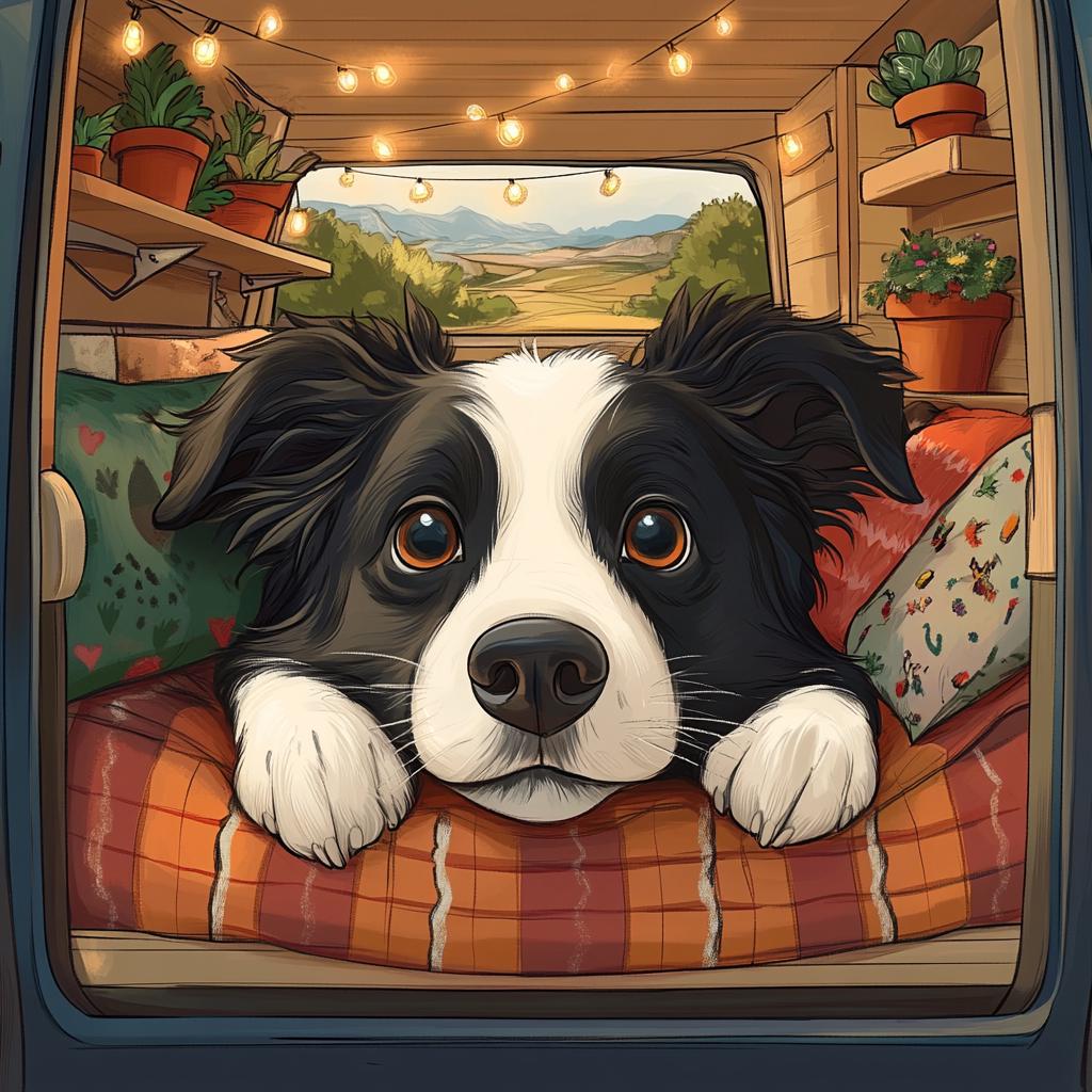 Vanlife Border Collie | Pixar Dogs | Dog Stickers | Cozy Camper Dogs ...