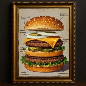 Big Mac Anatomy Rolled Posters | Fast Food Diagram Wall Art - Etsy