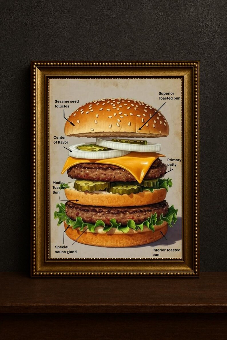 Big Mac Anatomy Rolled Posters | Fast Food Diagram Wall Art - Etsy