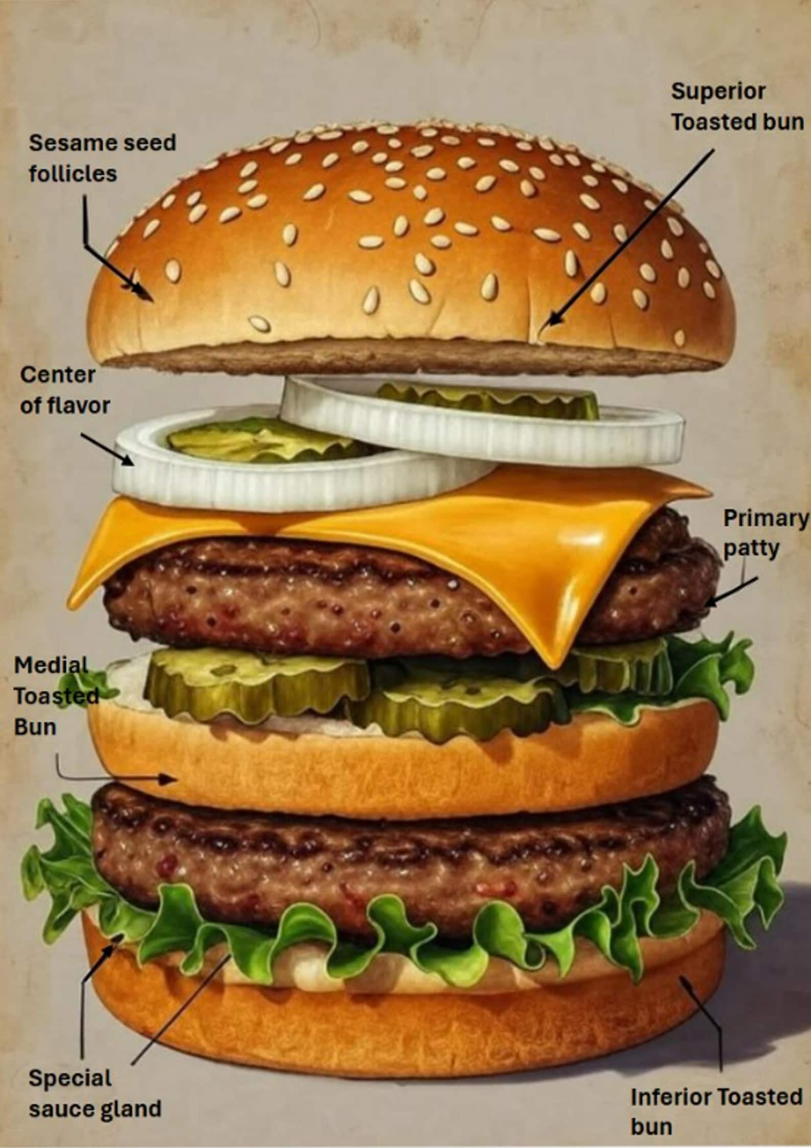 Big Mac Anatomy Rolled Posters | Fast Food Diagram Wall Art - Etsy