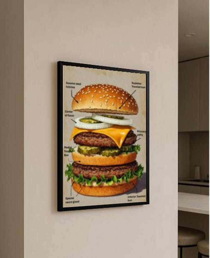 Big Mac Anatomy Rolled Posters | Fast Food Diagram Wall Art - Etsy